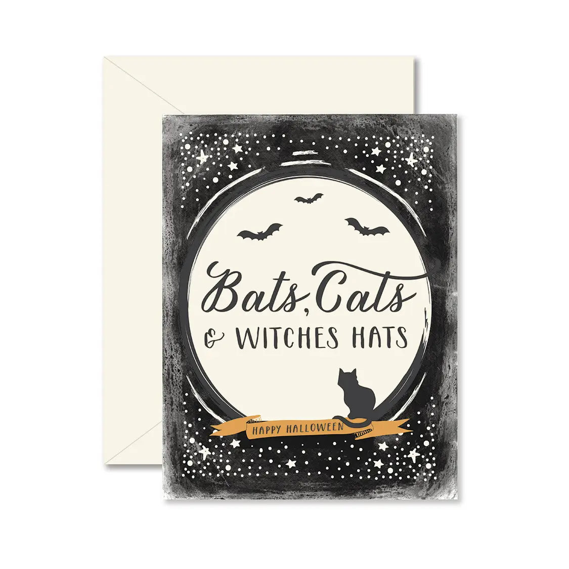 Bats, Cats, and Witches Hats Halloween Greeting Card